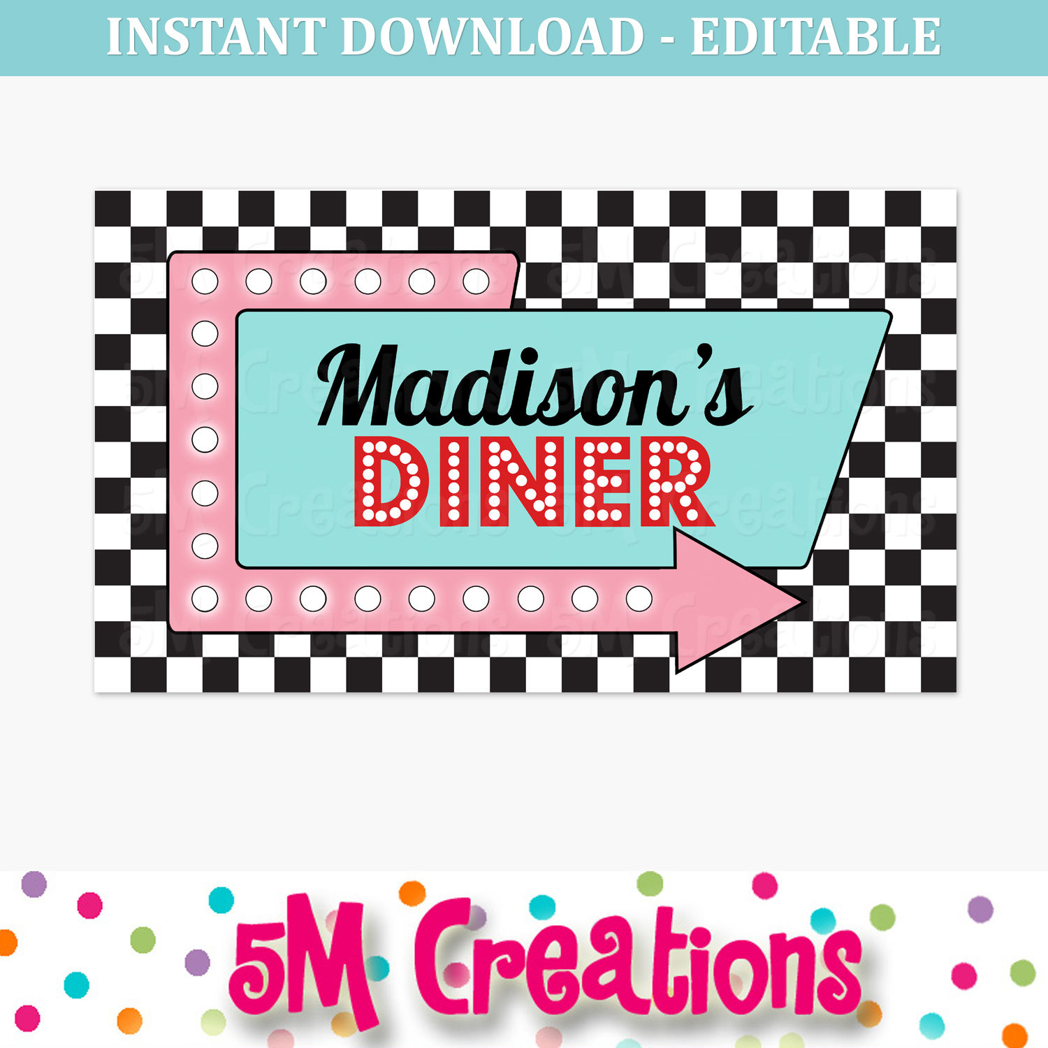 50S Diner Sign Template